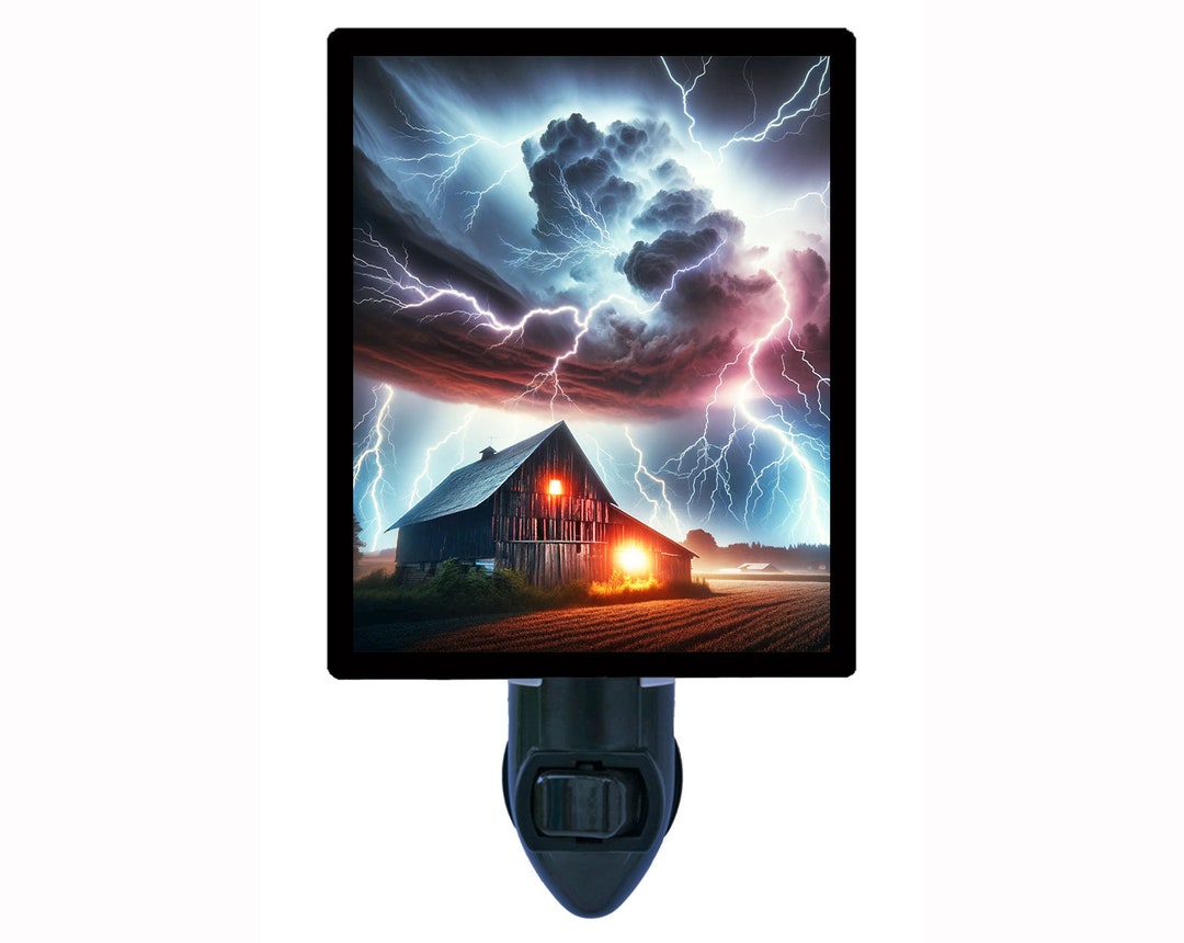 Electric Night – Storm and Lightning Night Light – Rustic Barn Plug in ...