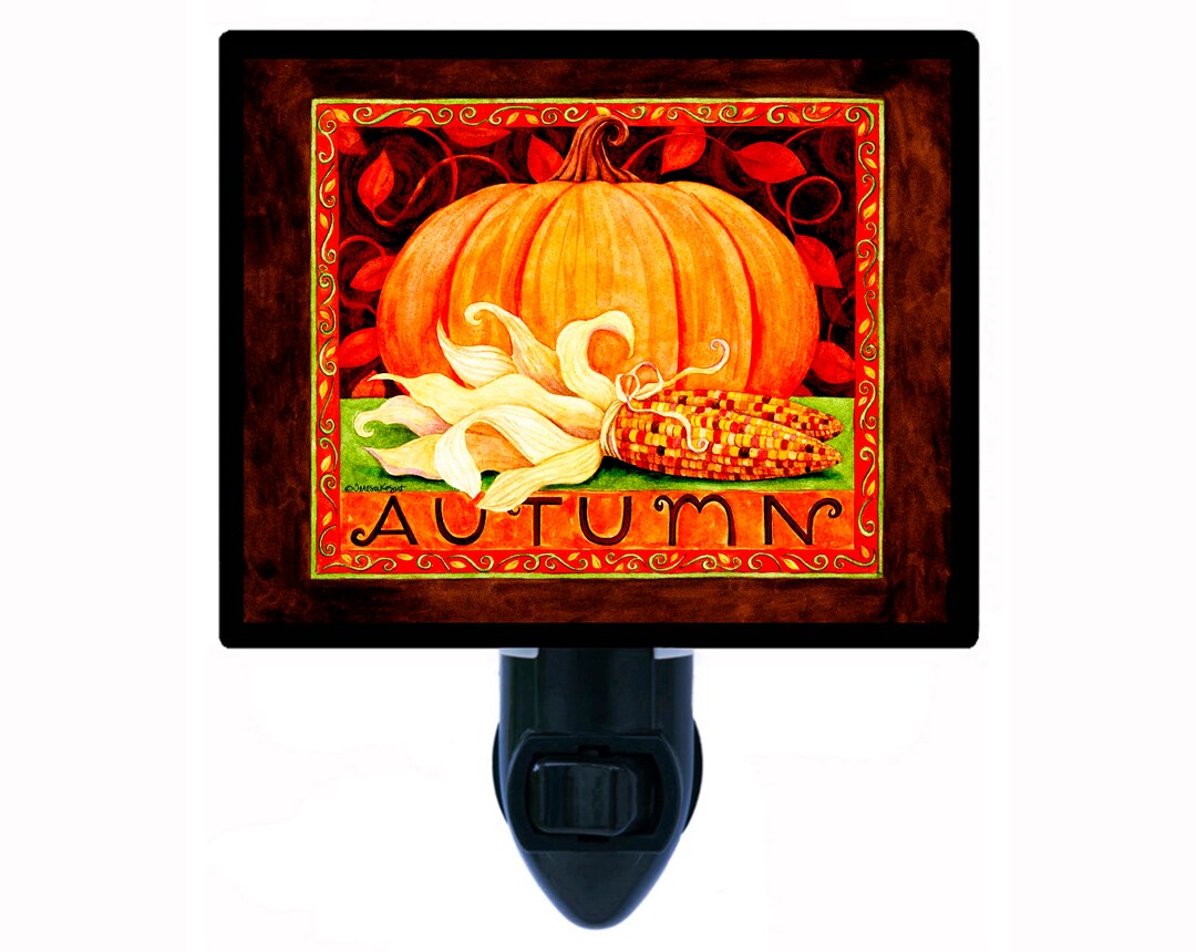 Decorative Photo Night Light, Autumn, Pumpkin, Fall, Corn. Also ...
