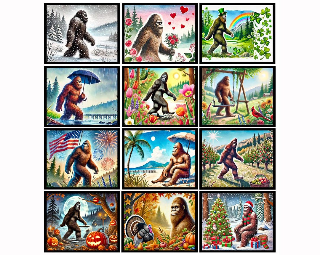 12 Months of Bigfoot Night Light – Seasonal Sasquatch Home Decor – One ...