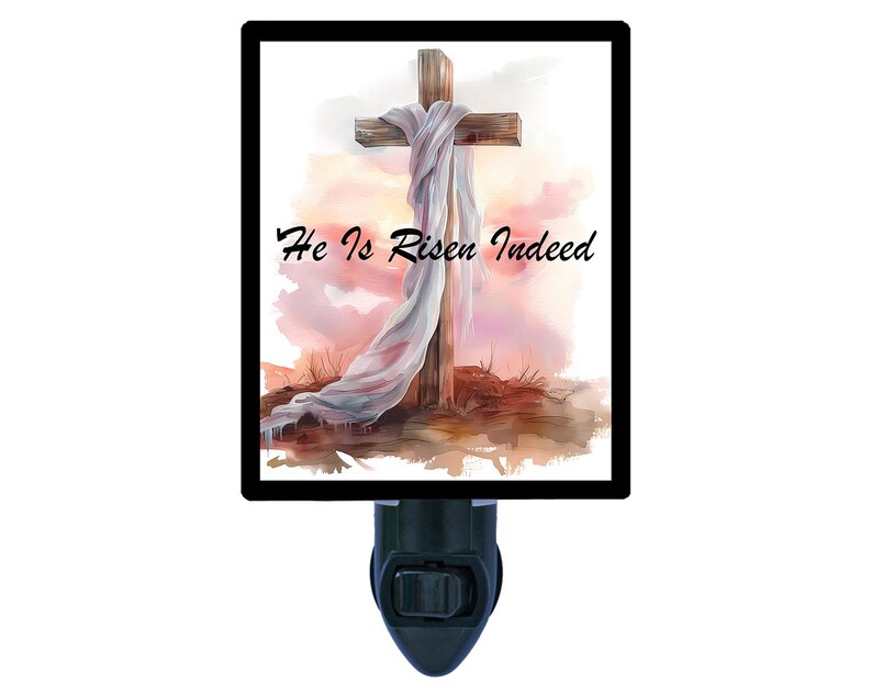 He is Risen Indeed – Cross Night Light – Religious Easter Decor – Faith ...