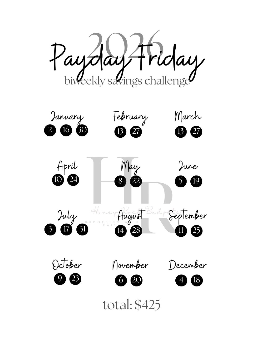 Printable Payday Biweekly Challenge - Etsy