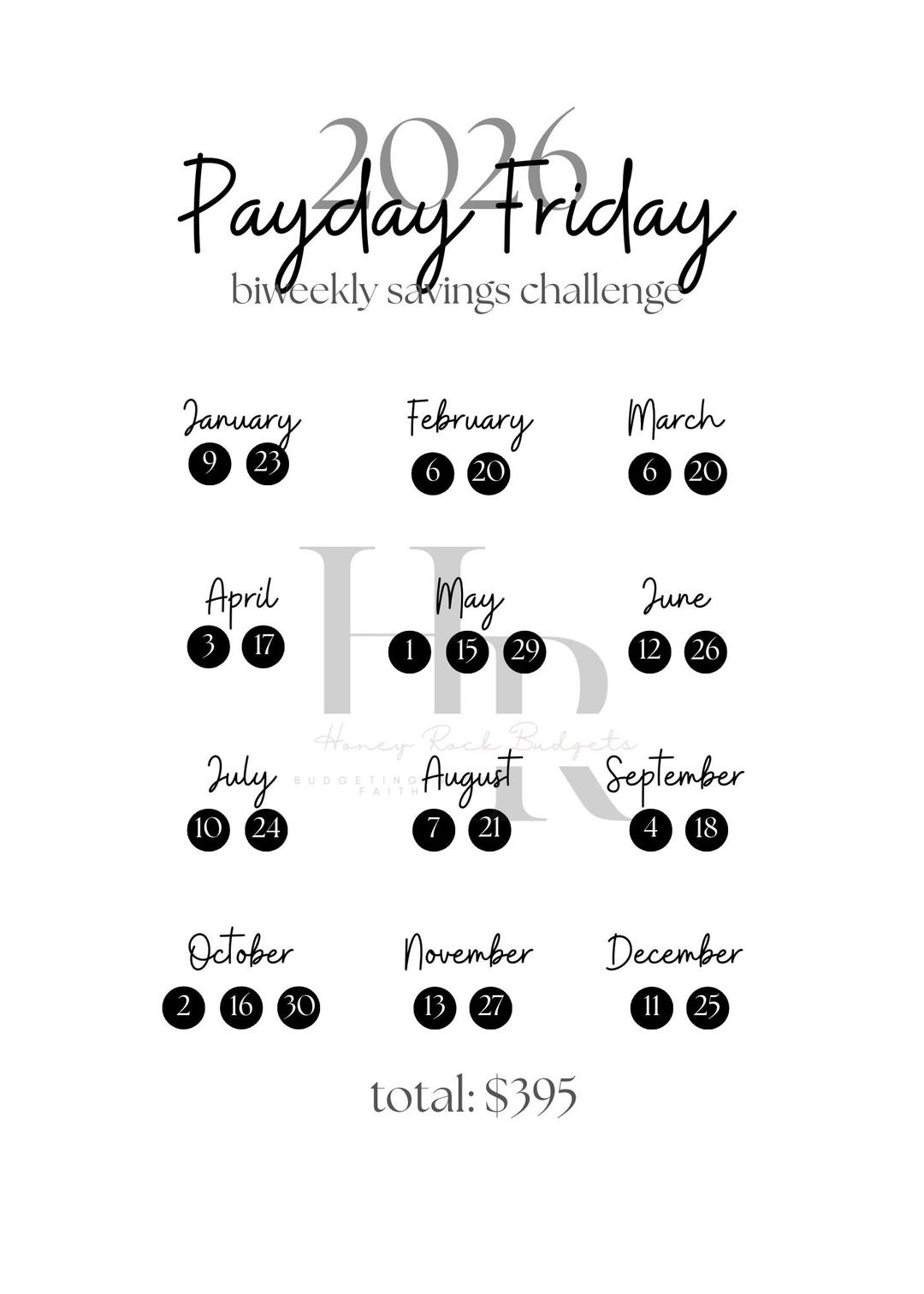 Printable Payday Biweekly Challenge Starting January 9th - Etsy