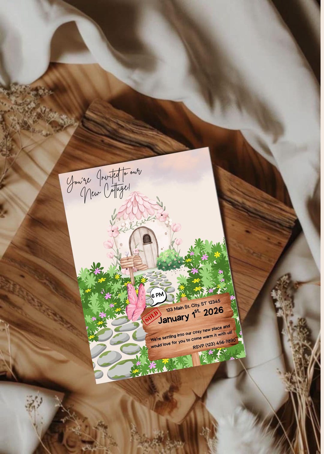 Cottage Housewarming Invitation Template | Editable Canva Invite | Cozy ...