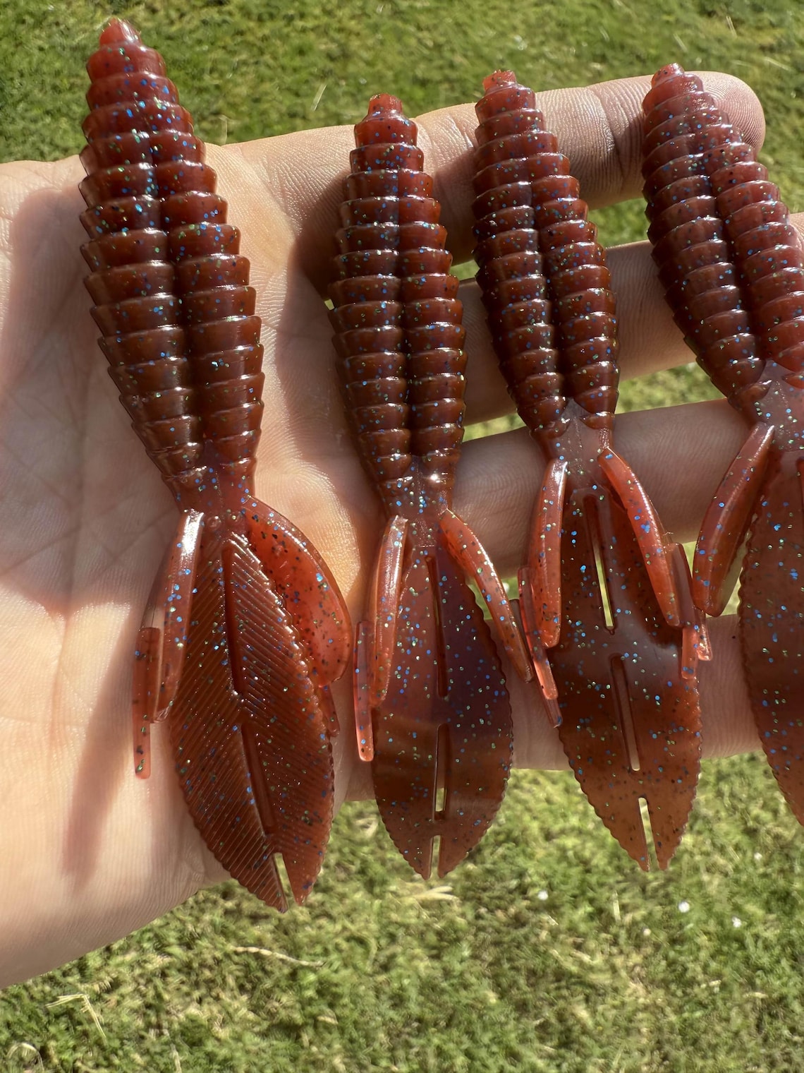 8pk 4.2" Beaver-style Bass Bandits – Plum Apple – Soft Plastic Bass ...