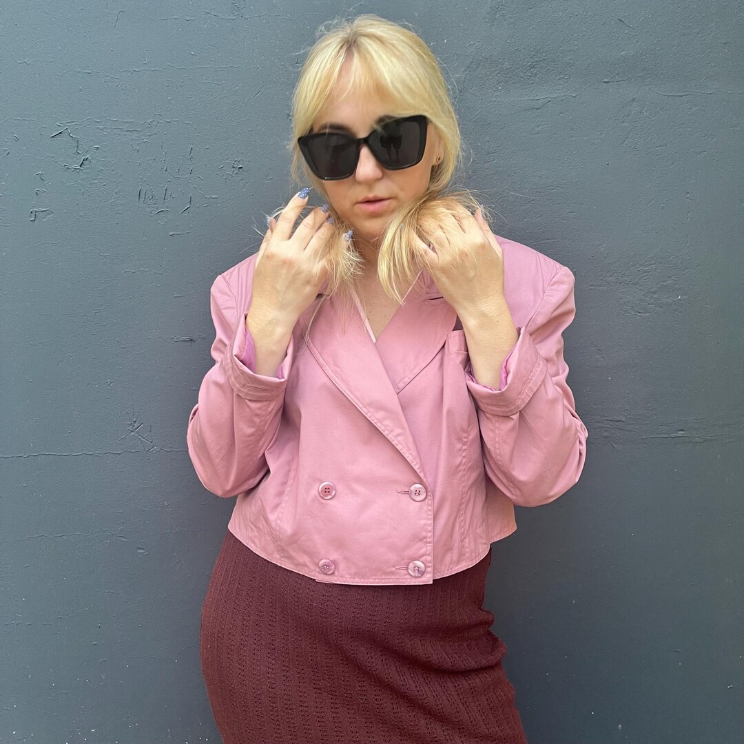 Dusty Rose Cropped Jacket, Short Blazer, Vintage-inspired Pink Cropped ...