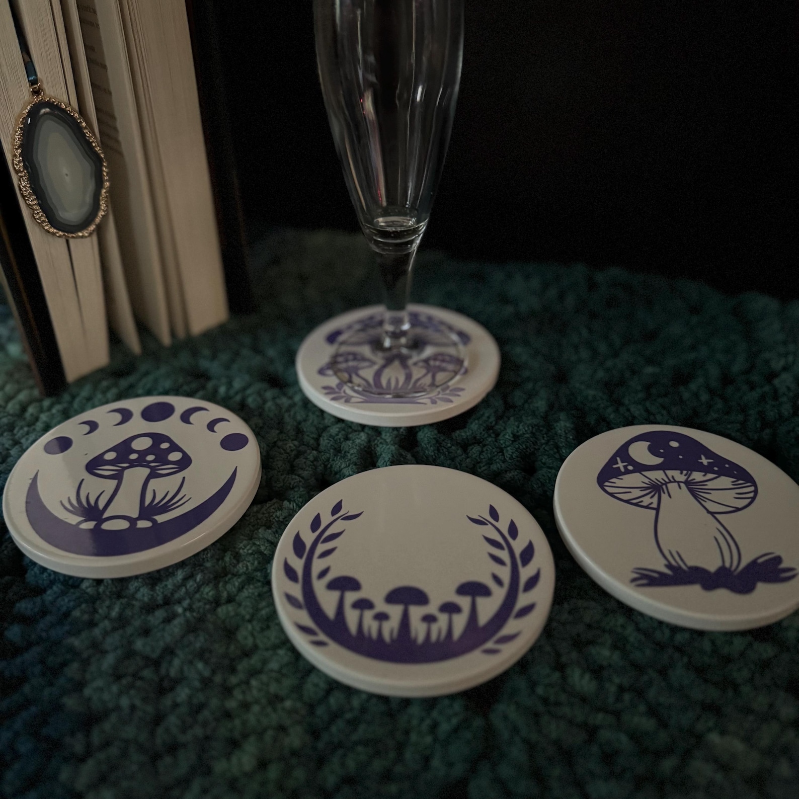 Purple Mushroom Ceramic Coasters (set of 4) - Etsy