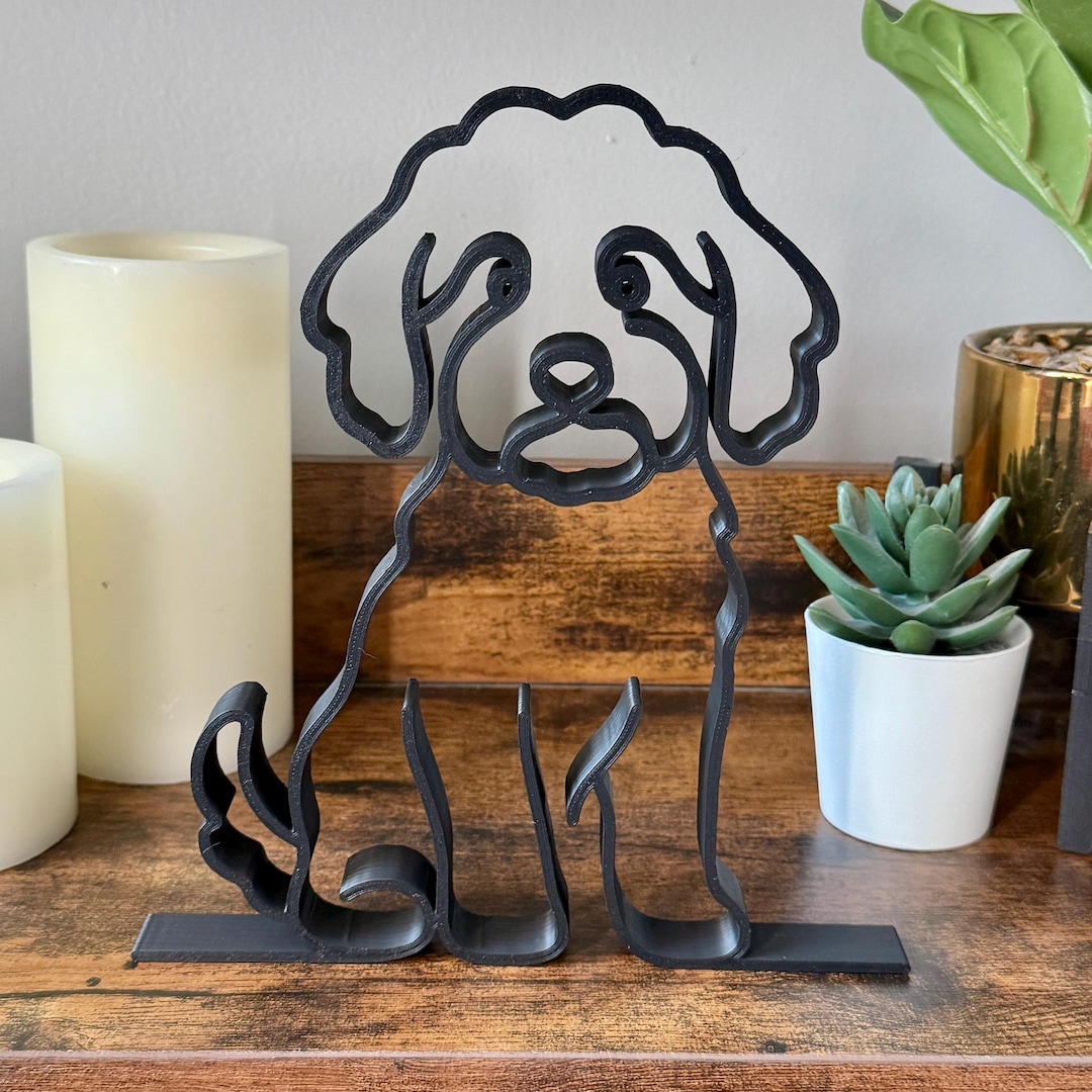 Mini Goldendoodle Line Art Sculpture: Modern Minimalist Pet Decor - Etsy