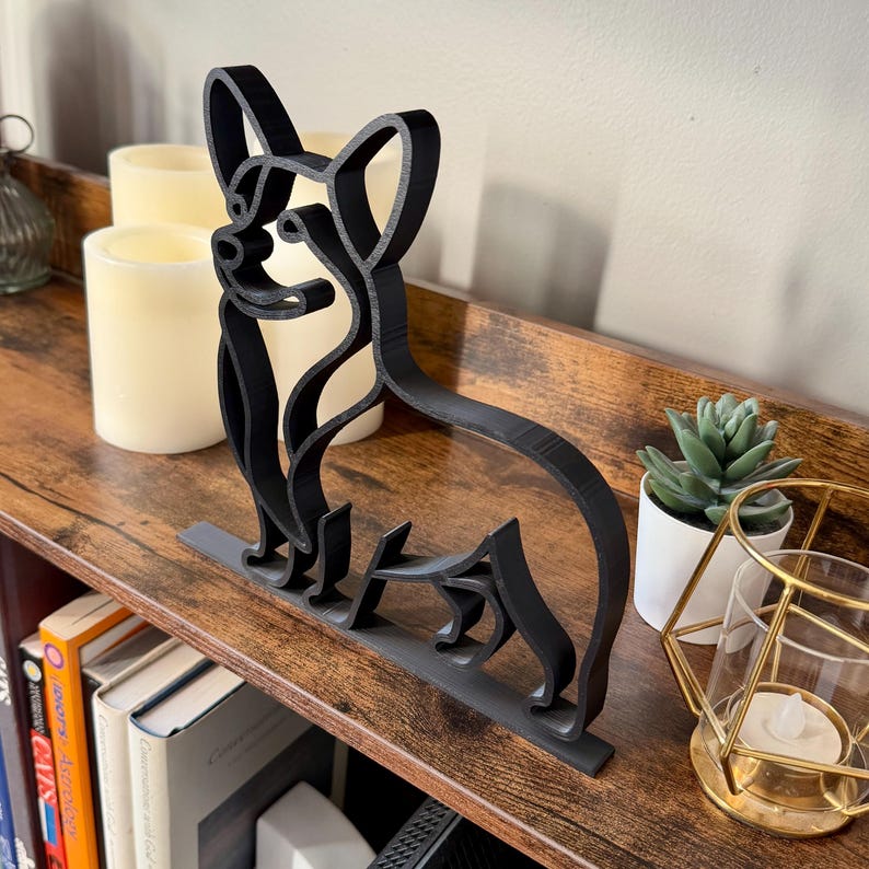 Pembroke Welsh Corgi Sculpture: 3D Printed Modern Minimalist Dog Decor ...