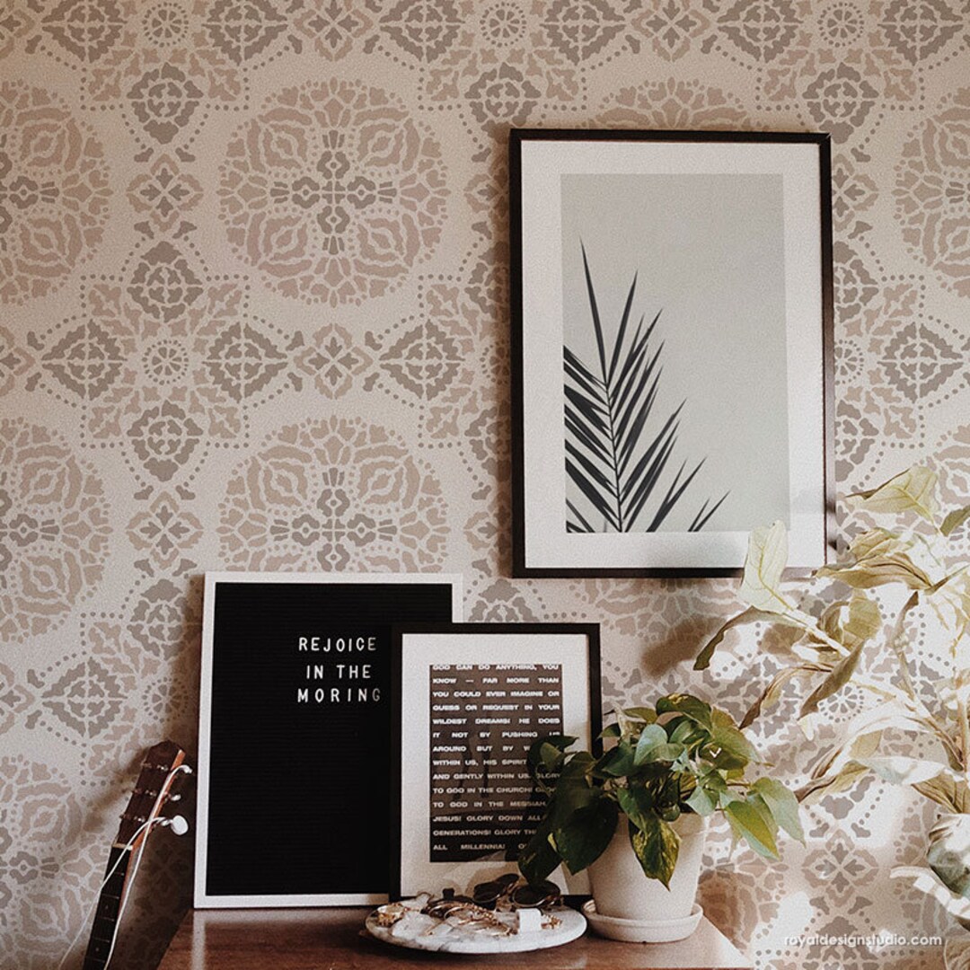 Wall Stencil - Bagru Indian Block Print Pattern Wall Art Stencils ...