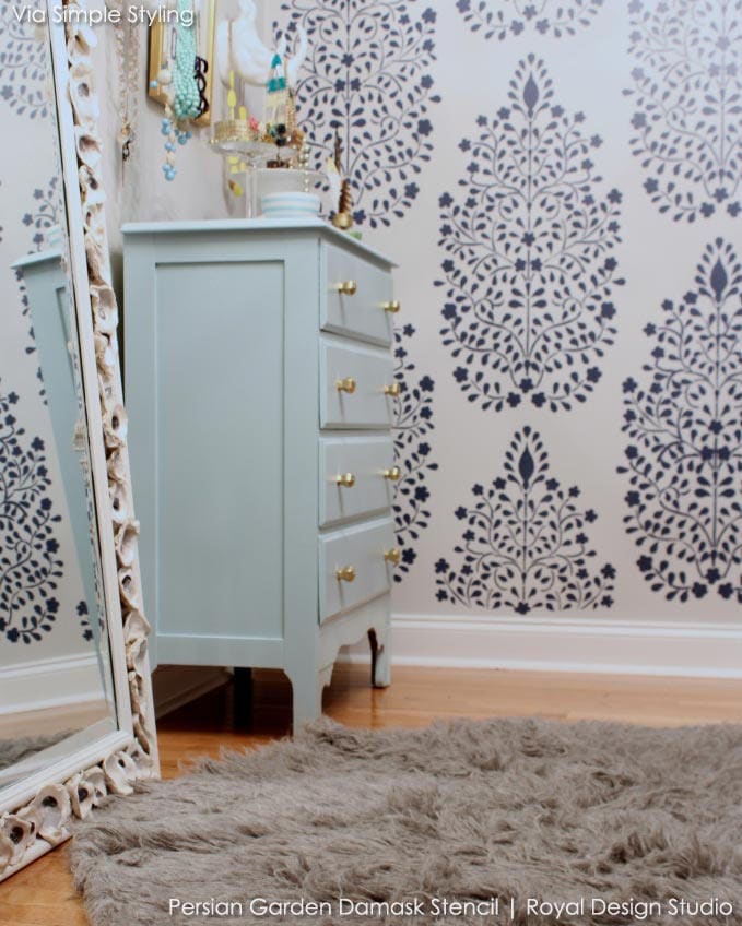 Designer Wall Stencil With Allover Wallpaper Look - Persian Turkish ...