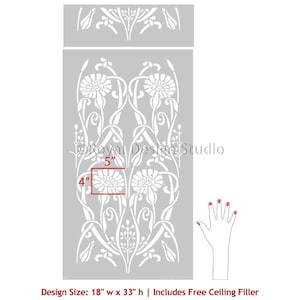 Ophelia Art Nouveau Floral Wall Stencil | Large Wall Stencil for ...
