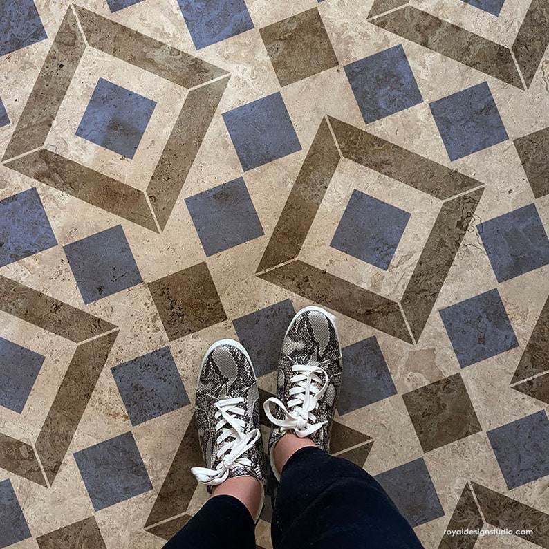 Alonzo Tile Stencil – Bohemian Geometric Floor & Wall Design - Etsy