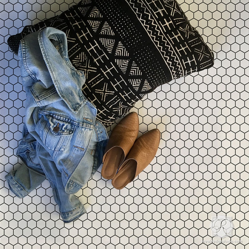Hexagon Penny Tile Floor Stencil - Retro Classic Pattern - Etsy
