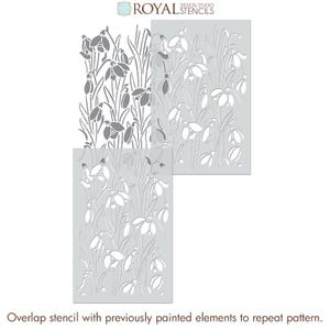 Crocus Bloom Floral Art Nouveau Wall Stencil | Hand Painted Retro ...