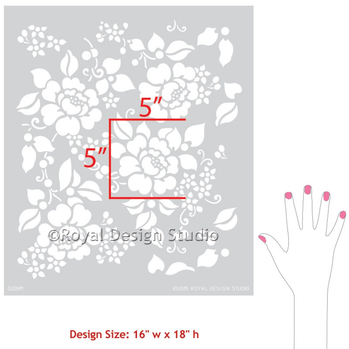 Large Flower Rose Wall Stencils Decorating a Classic Feature | Etsy