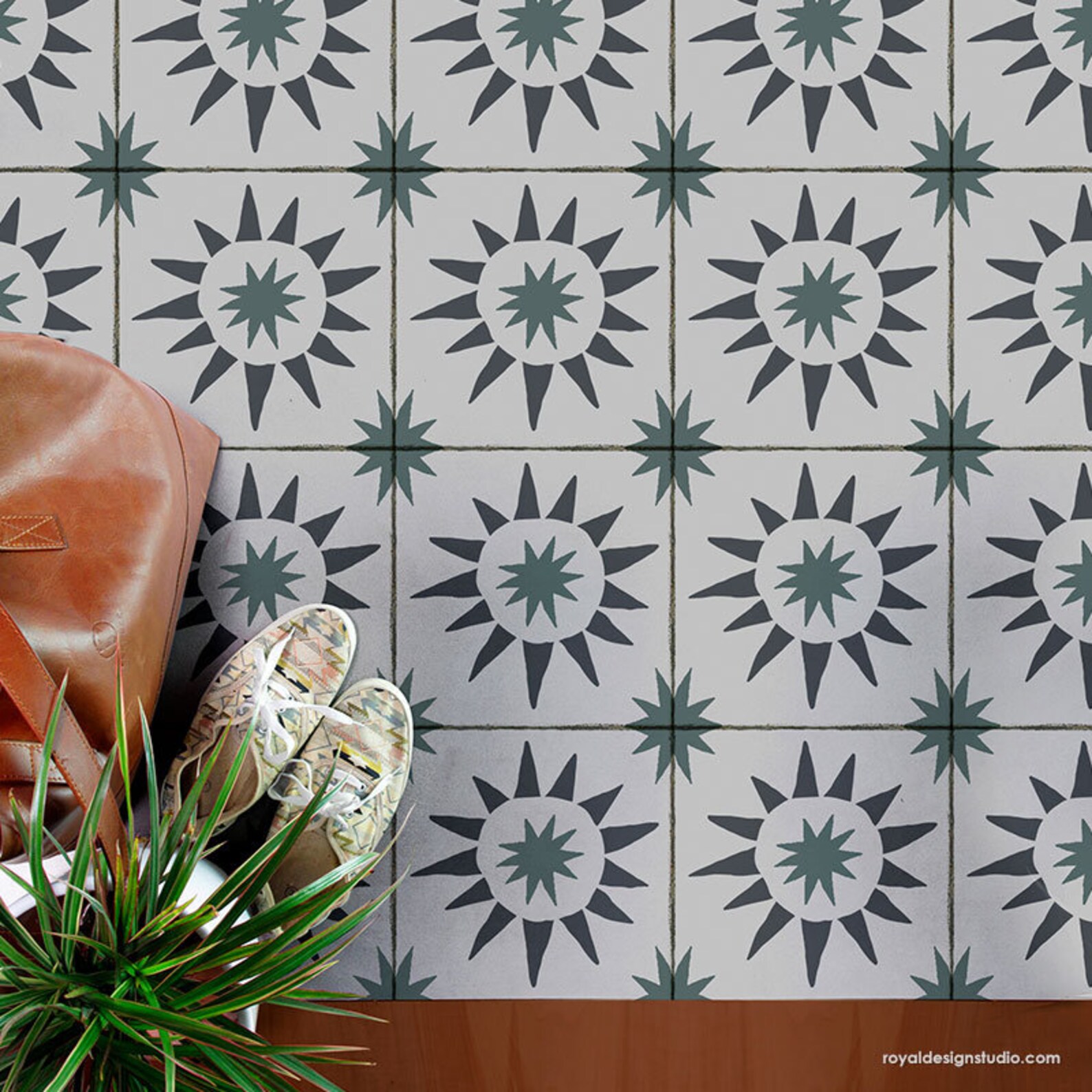 Starburst Star Tile Stencil for Painting Floors and Painting Walls ...