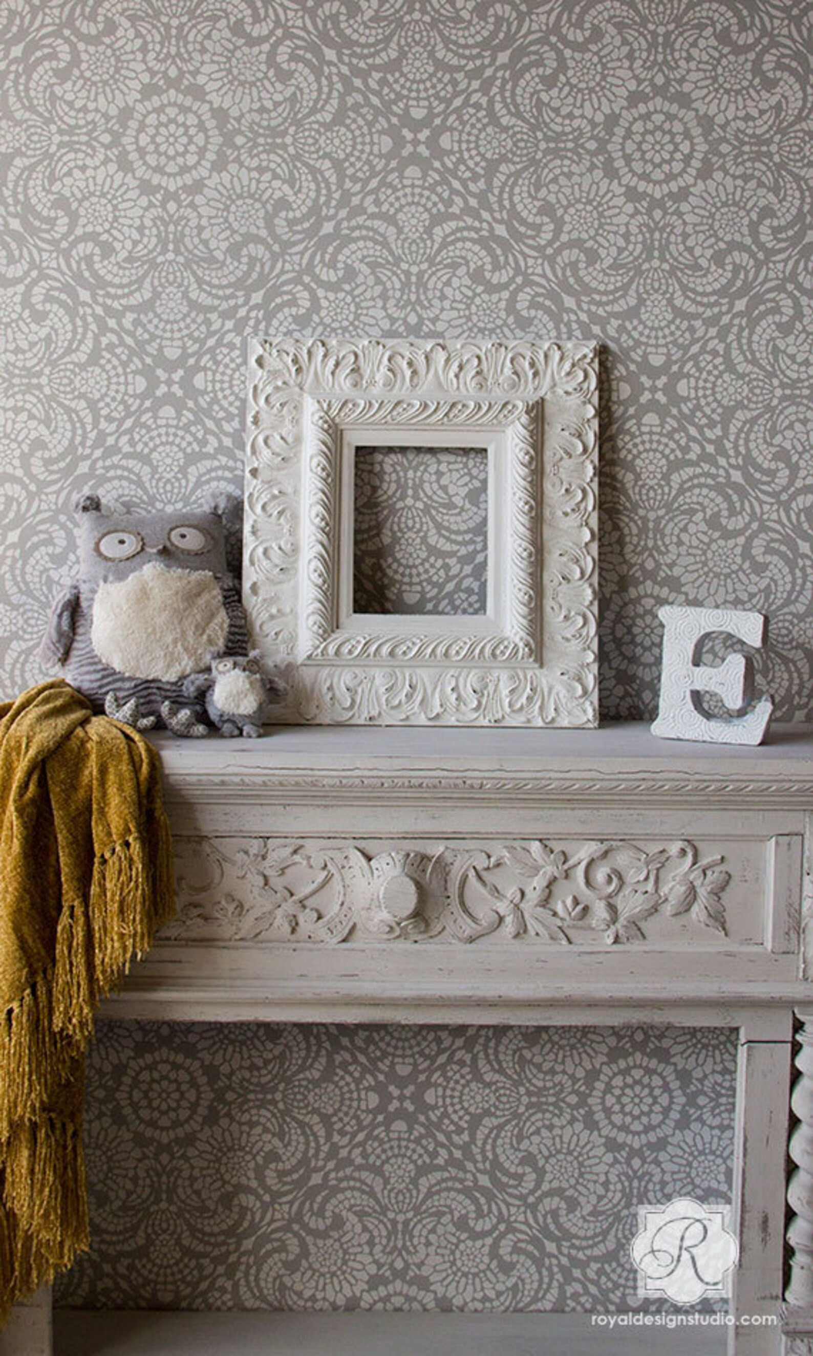 Vintage Lace Shabby Chic Tile Wall Stencil DIY Romantic | Etsy