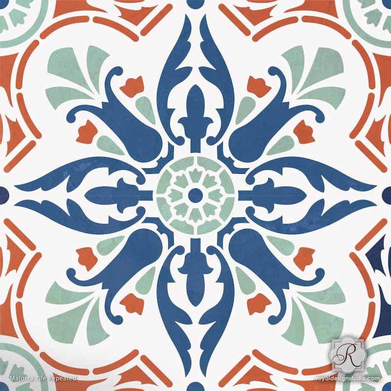 Spanish Tile Stencil for DIY Kitchen Backsplash Pattern - European ...