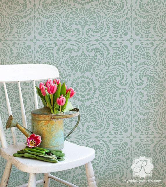 Vintage Lace Shabby Chic Tile Wall Stencil DIY Romantic | Etsy