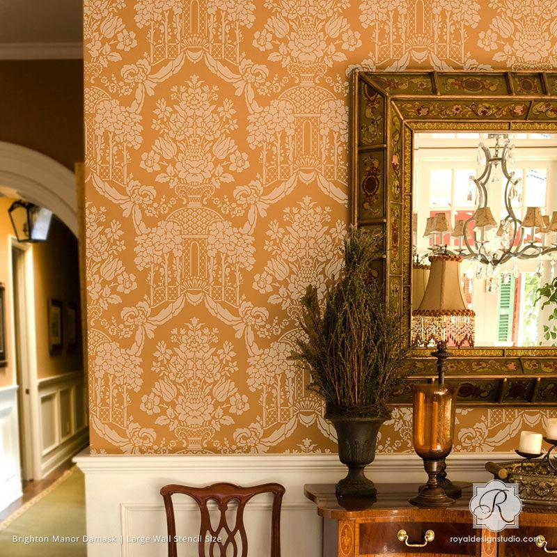 Classic Floral Damask Wallpaper Wall Stencil for Painting a European or ...
