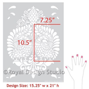 Indian Wall Art Peacock Bird Wall Stencil - Large Colorful Pattern ...