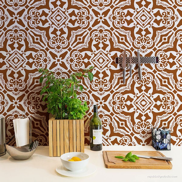 Spanish Tile Stencil - Etsy
