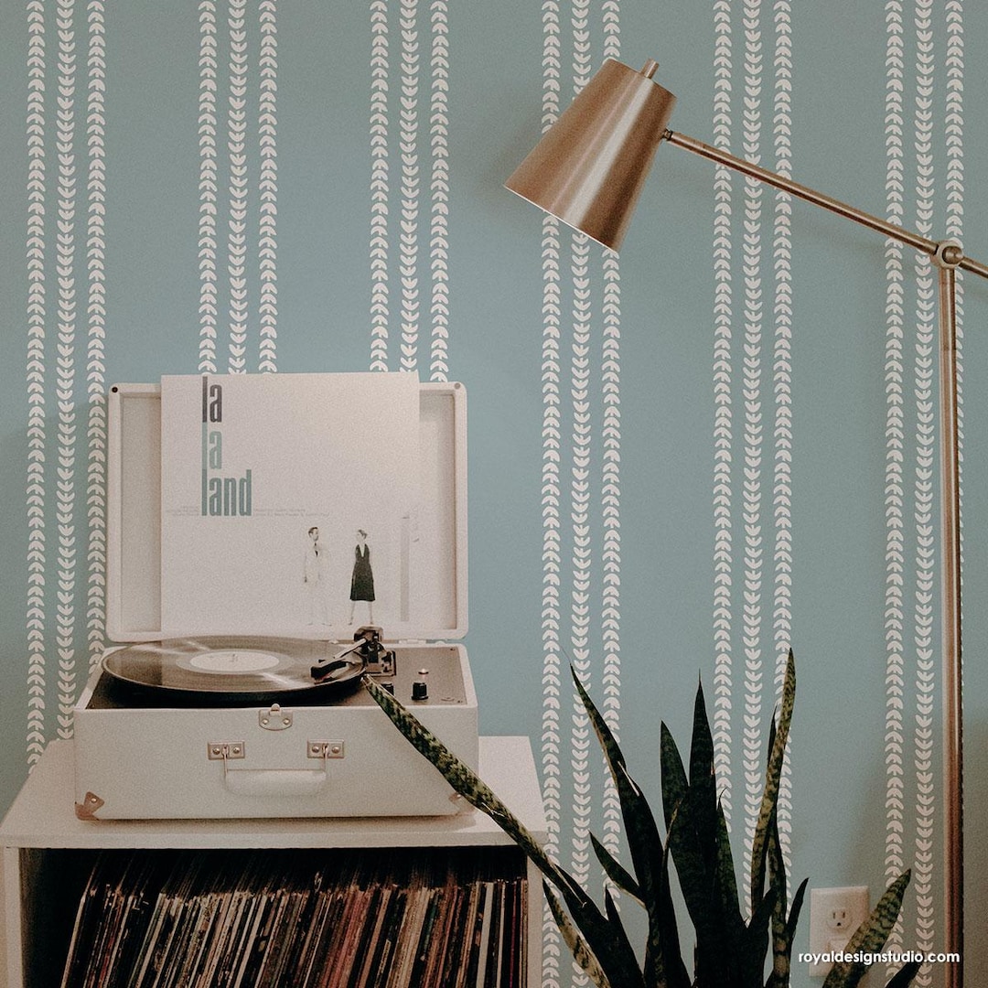 Country Stripe Stencil With Stitching Look | Large Wall Stencil for ...