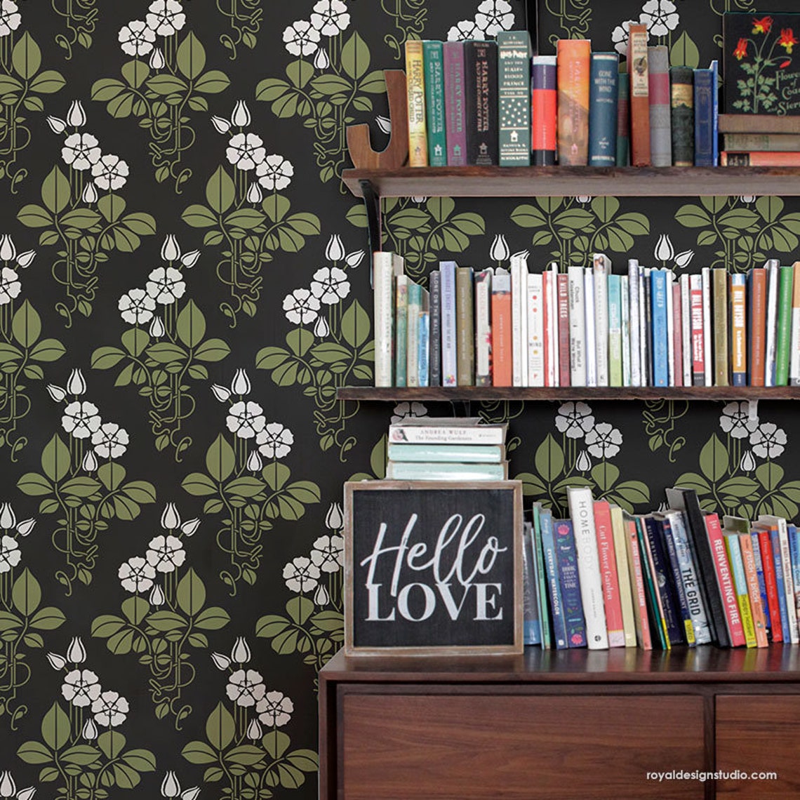 English Cottage Floral Wall Stencil - DIY Flower Mural - Etsy