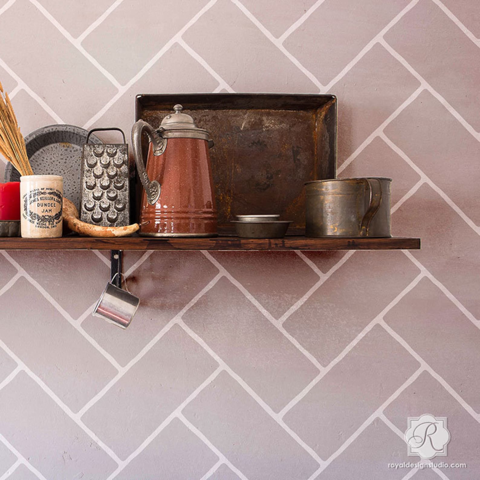 Herringbone Brick Stencil for Painting Floors - DIY Brick Floor Design ...