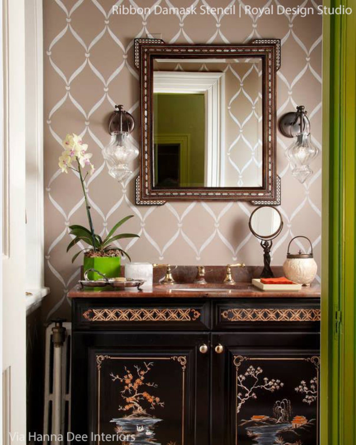 Ribbon Lattice Trellis Wallpaper Wall Stencil Pattern - Etsy