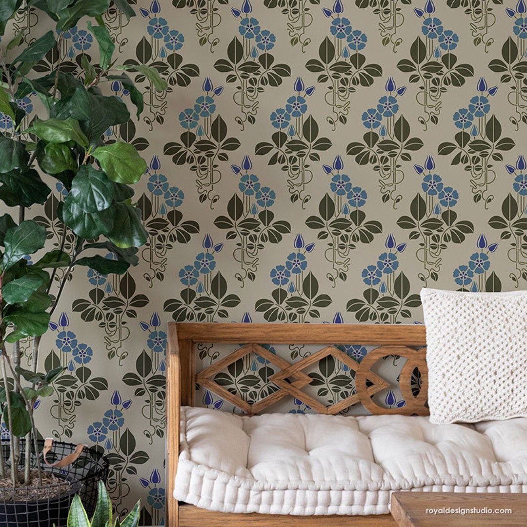 English Cottage Wall Stencil Flower Wall Mural Stencils for Painting ...