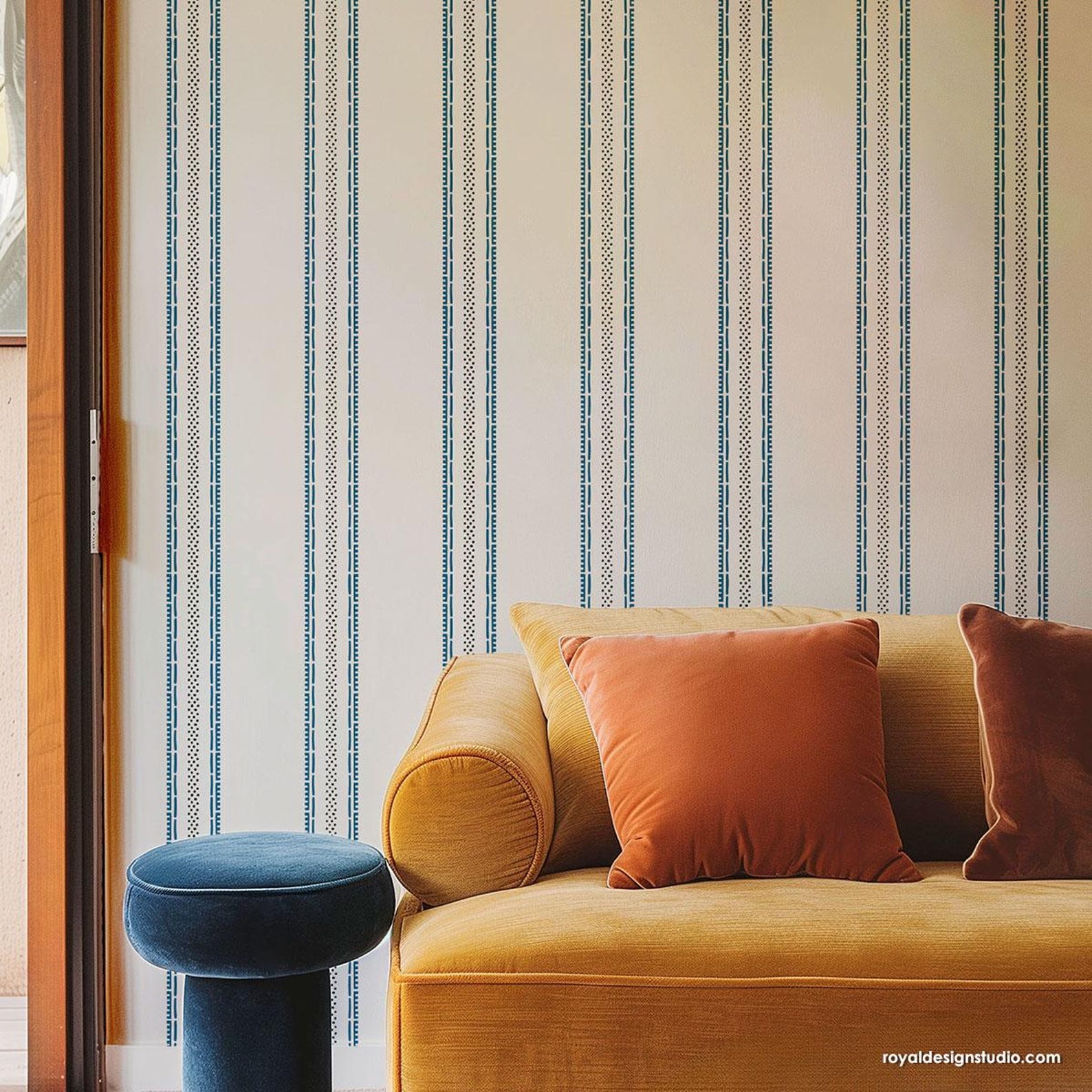 Liam Stripe Wall Stencil | Large DIY Stencil for Painting Walls ...