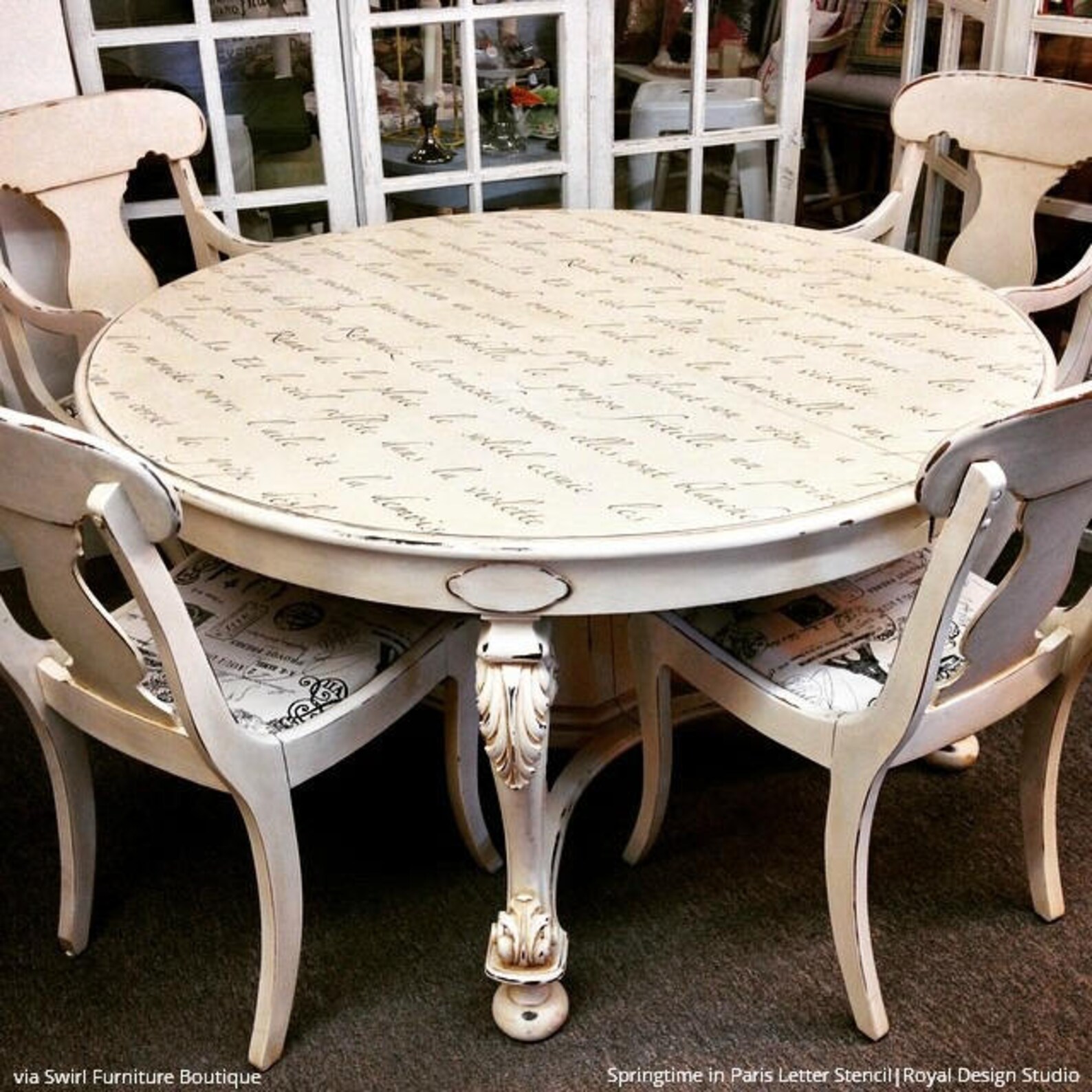 French Lettering Typography Wall Stencil for Vintage Shabby | Etsy