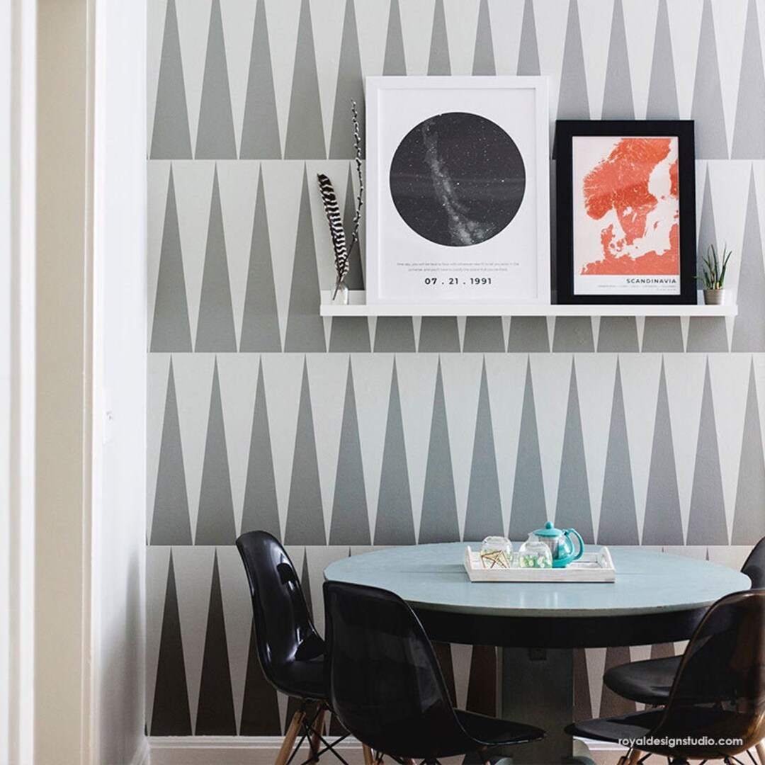 Wall Stencil - Modern Triangle Mural - Wall Stencils for Painting ...
