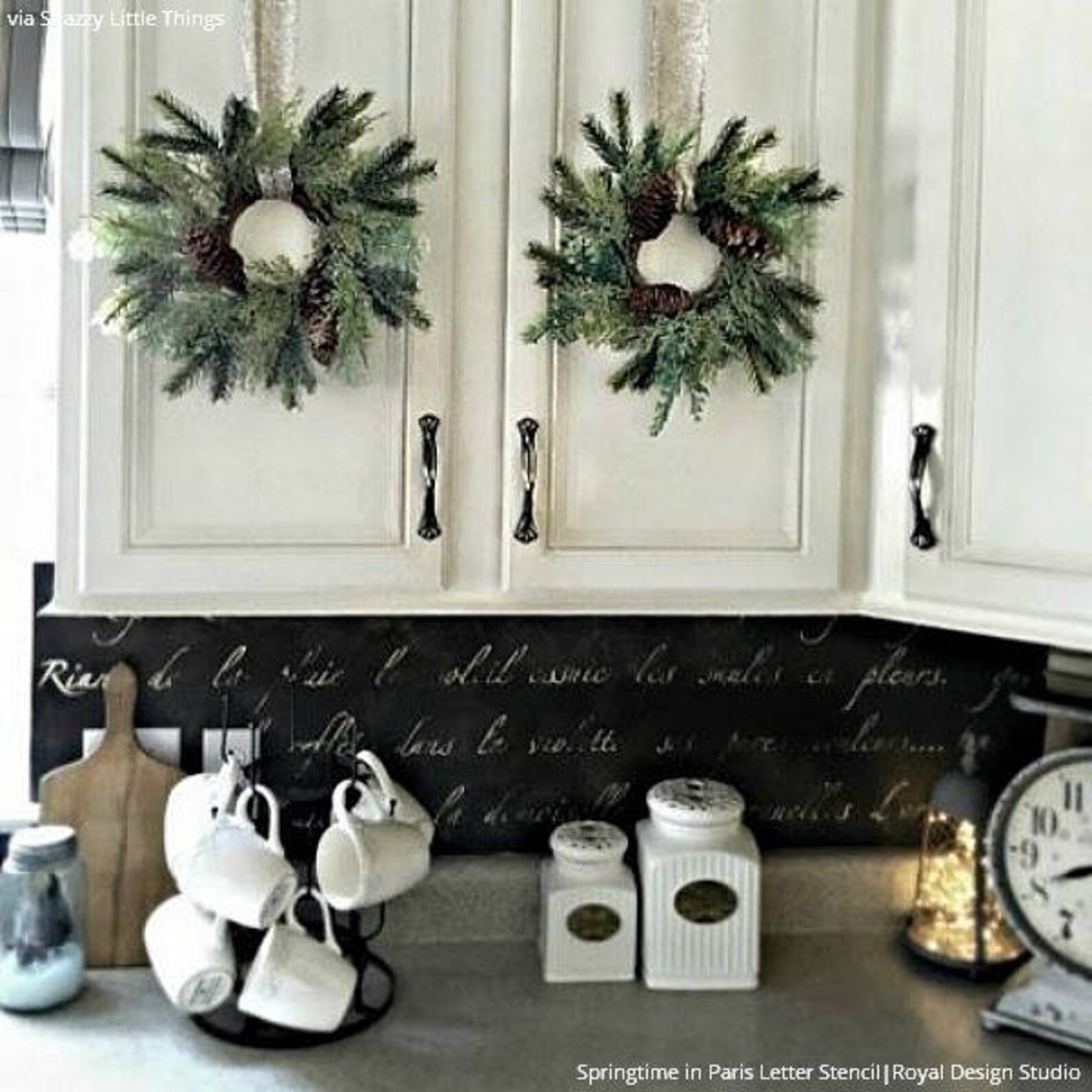 French Lettering Typography Wall Stencil for Vintage Shabby | Etsy