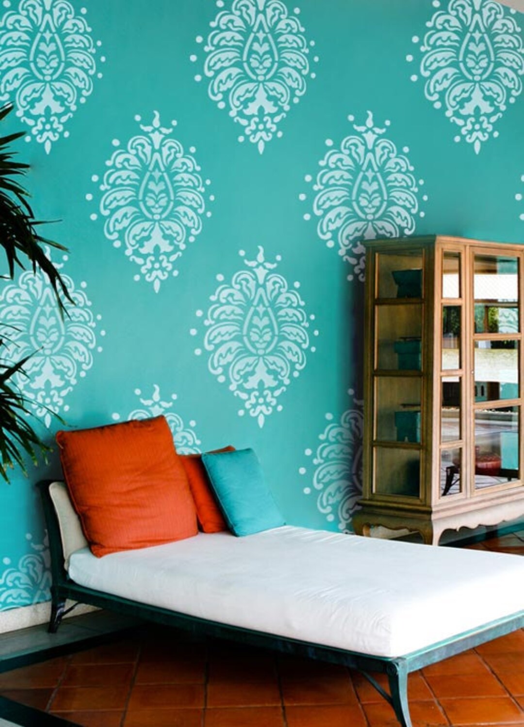 Large Resuable Wall Stencils - Indian Boho Chic Paisley Motif Stencils ...