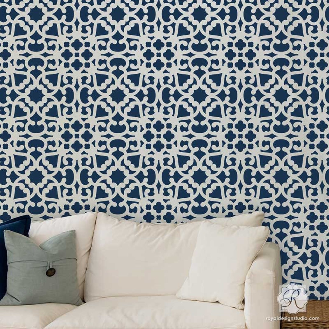 Modern Moroccan Lace Wall Stencils - Painting Decorative Wall Pattern ...