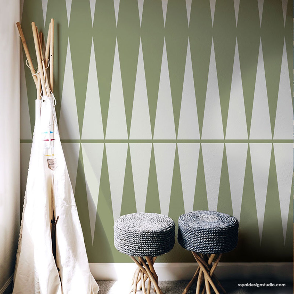 Wall Stencil Modern Triangle Mural Wall Stencils for - Etsy