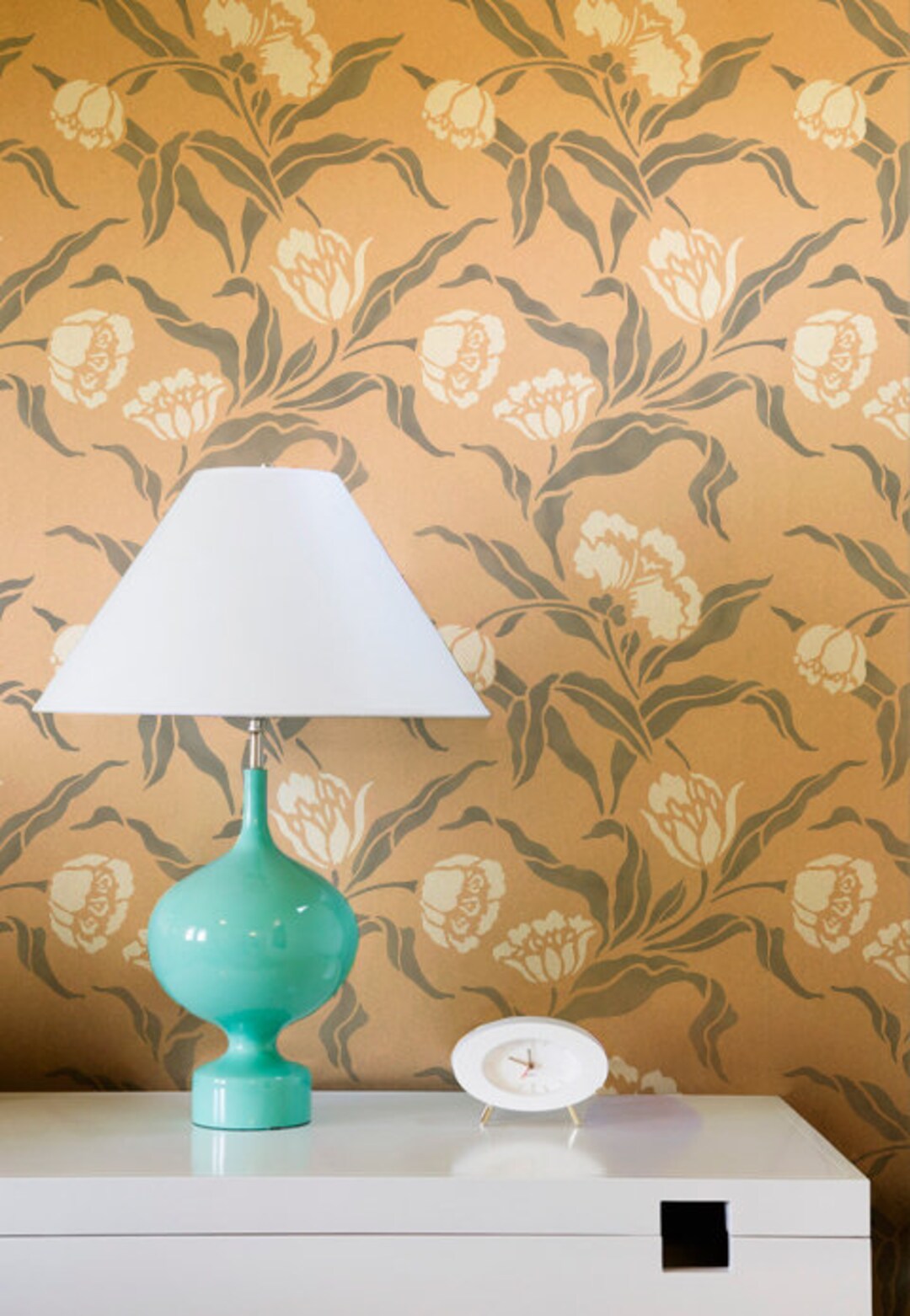 Large Flowers Wall Stencil Classic Floral Wallpaper Pattern for ...