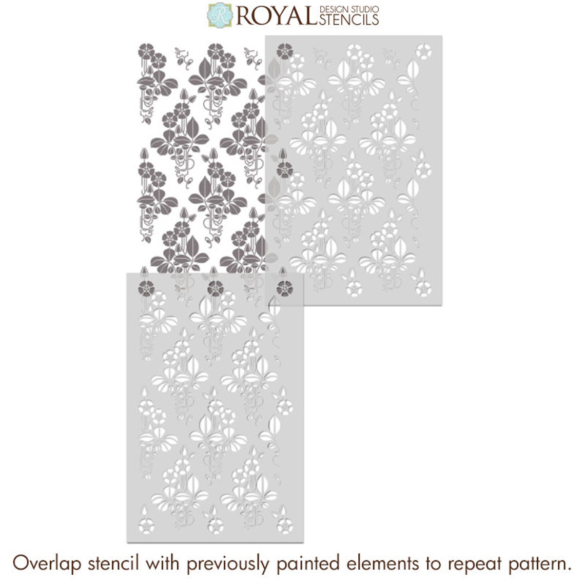 English Cottage Wall Stencil - Flower Wall Mural Stencils for Painting ...