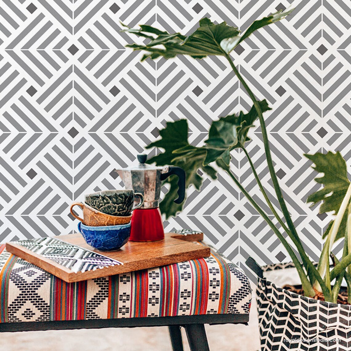 Optical Illusion Tile Stencils Modern Floor Tiles DIY | Etsy