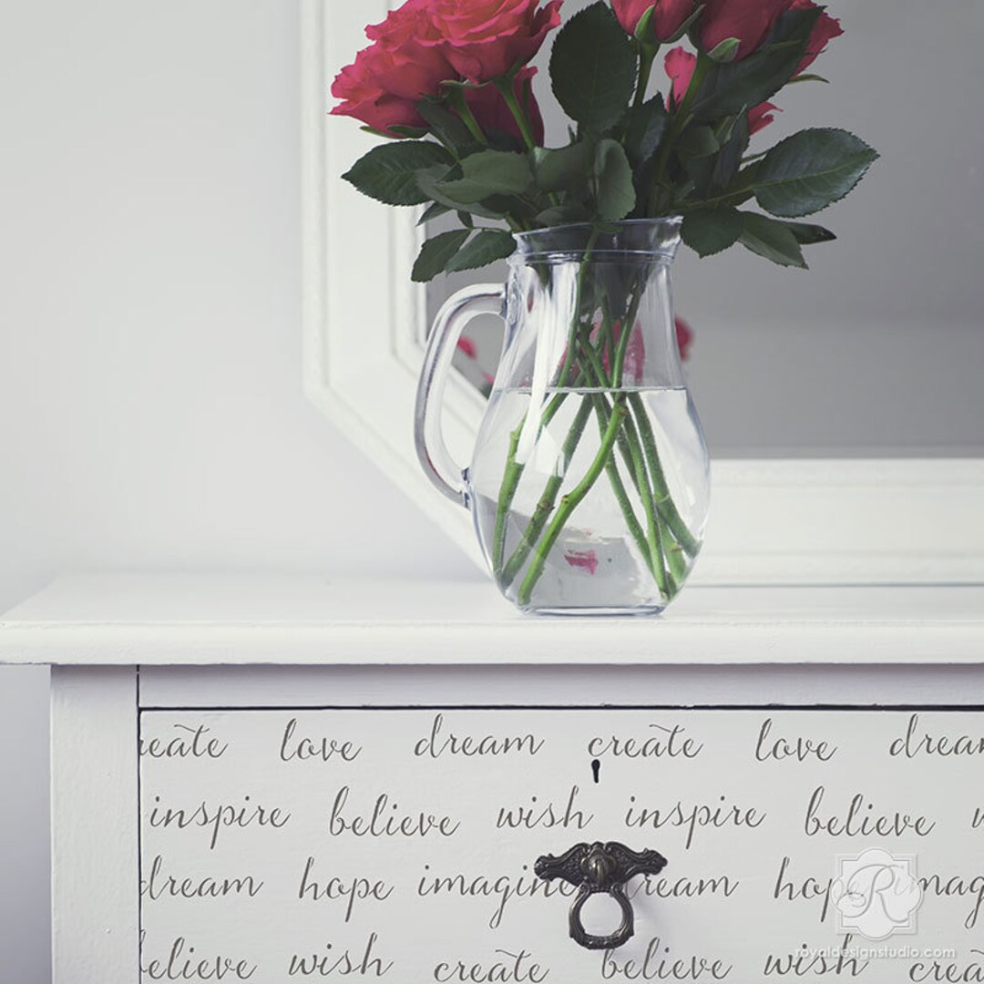 Dream on Lettering Furniture Stencil - Painting Typography, Saying ...
