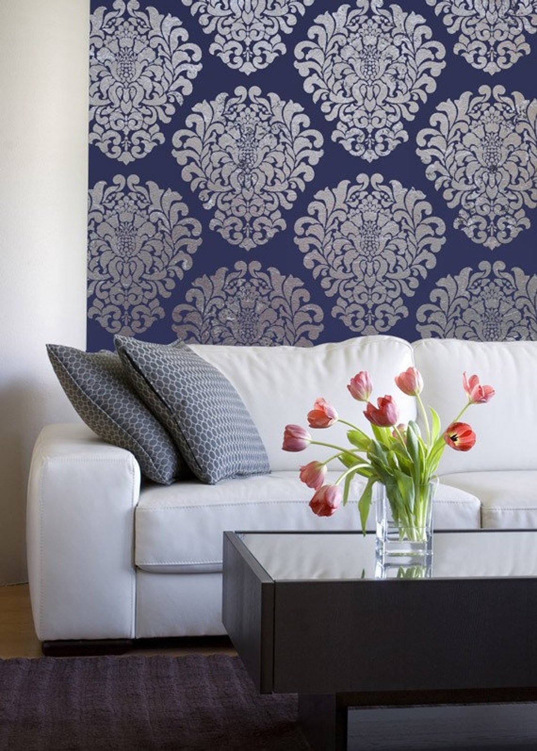 Large Damask Wall Stencil Pattern for Custom Decorating Projects ...