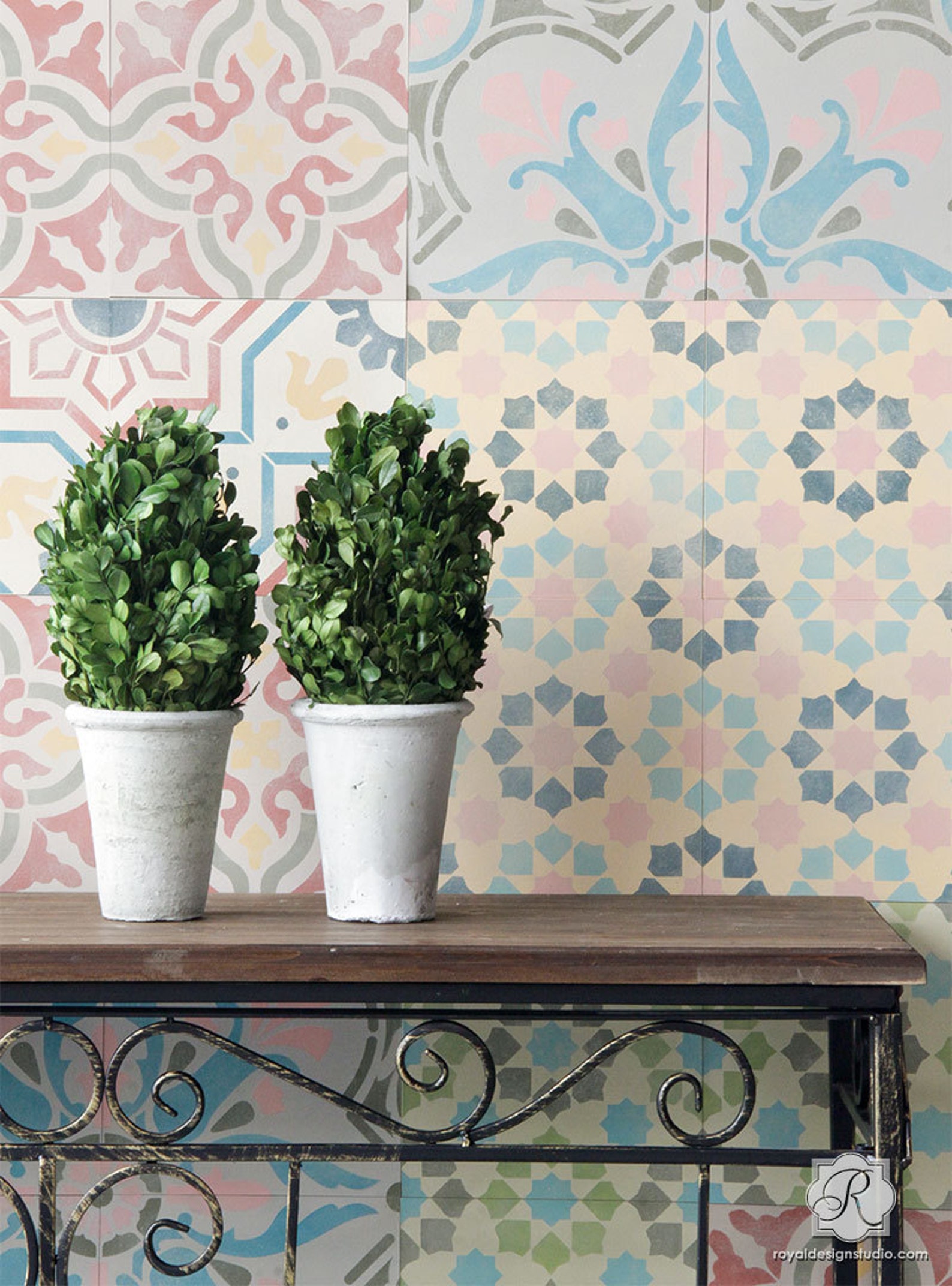 Spanish Tile Stencils Set Painted Old World European Tiles | Etsy