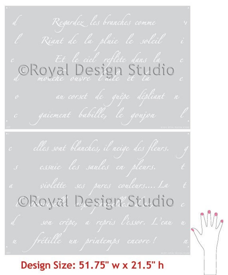 French Script Wall Stencil, Vintage Poem, Shabby Chic Decor - Etsy