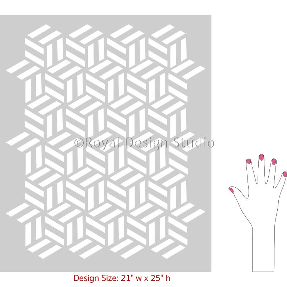 Tumbling Blocks Basket Weave Tile Stencil Floor Painting | Etsy