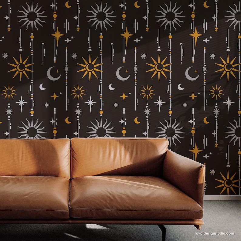 Celestial Moon and Stars Wall Stencil | Stencils for Walls | Star ...