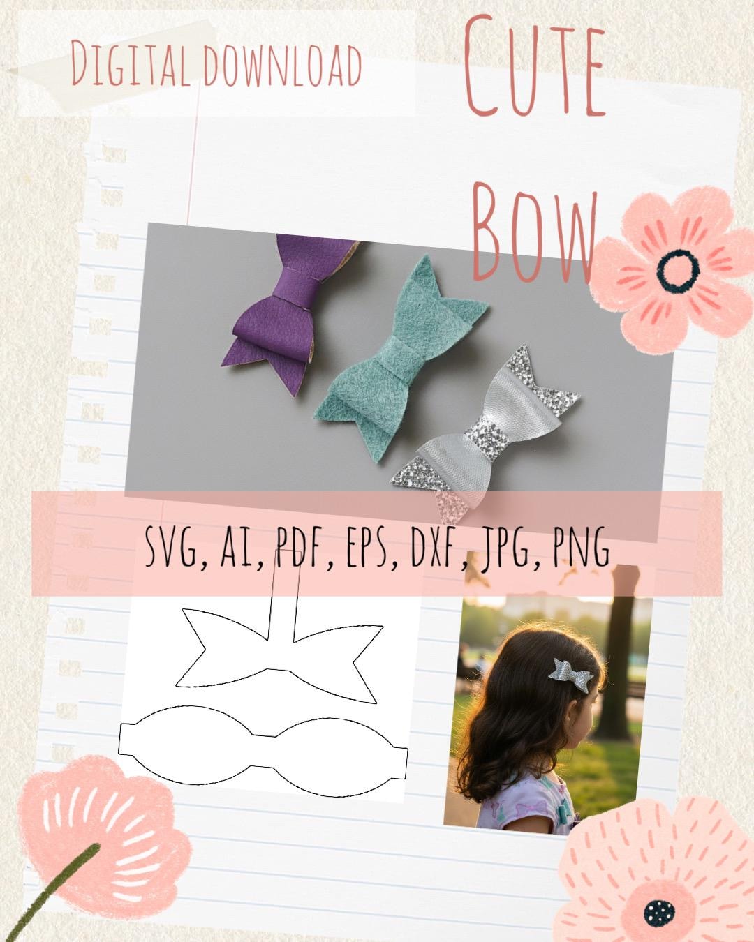 Simple Bow SVG: DIY Hair Bow Template (digital File) - Etsy