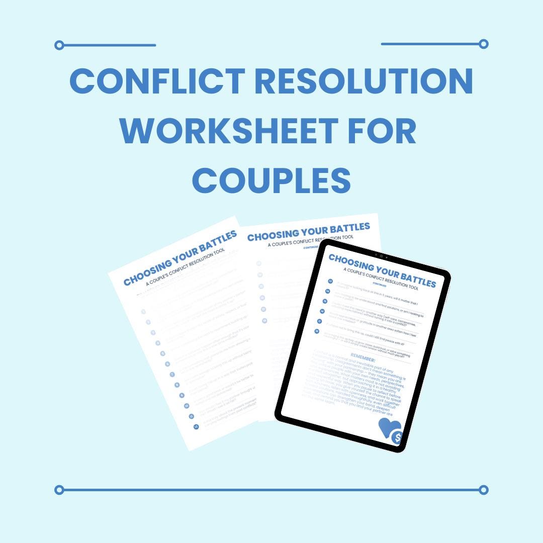 Choosing Your Battles | Conflict Resolution Worksheet for Couples ...
