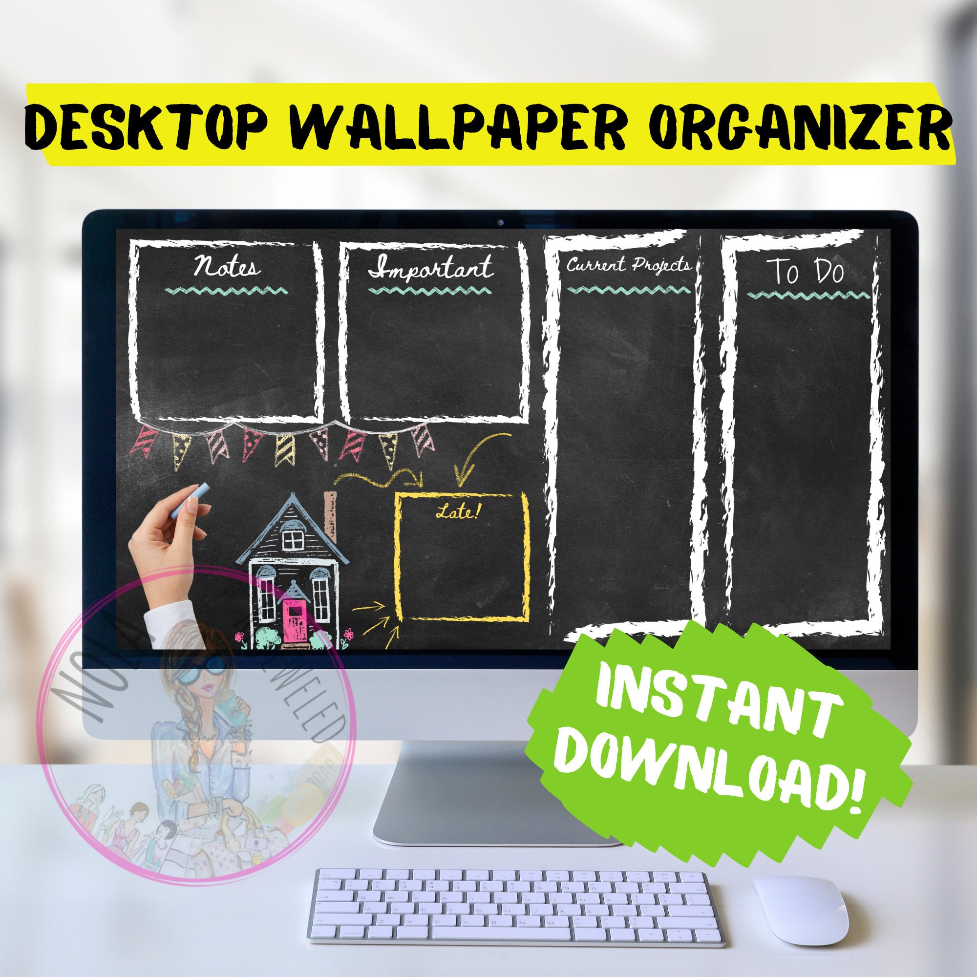 Chalkboard Desktop Organizer Wallpaper Desktop Notes Blogger Organizer ...